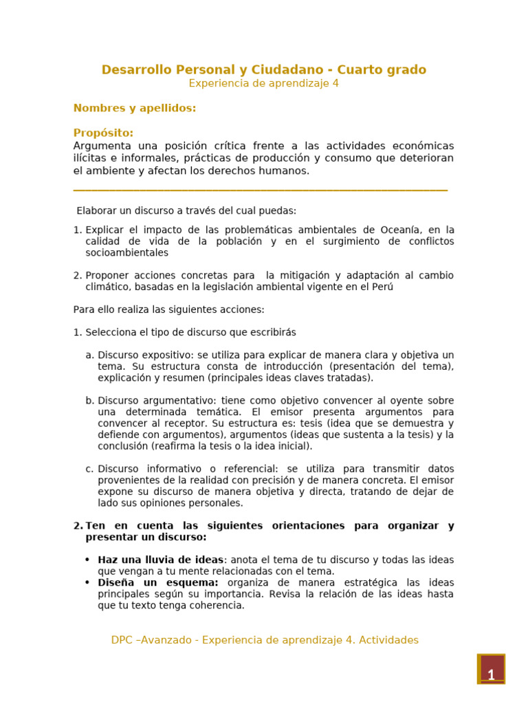 DPC4 Exp4 Act Final | PDF | Hablar en público | Aprendizaje