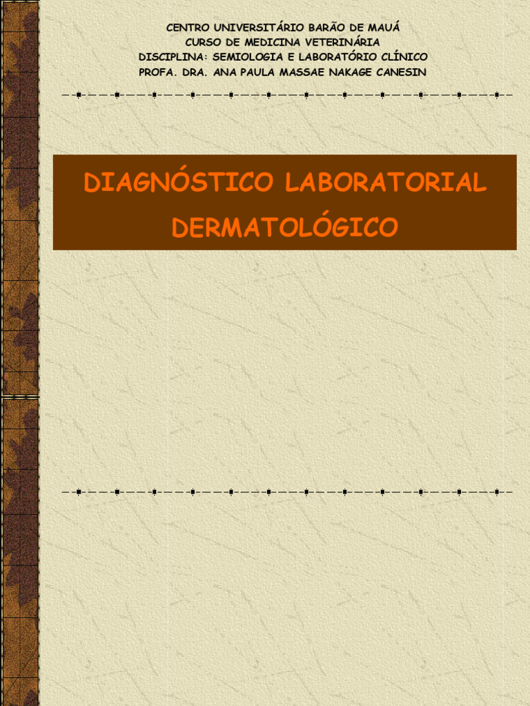 Diagnóstico Dermatológico em Veterinária | PDF | Doenças e distúrbios ...