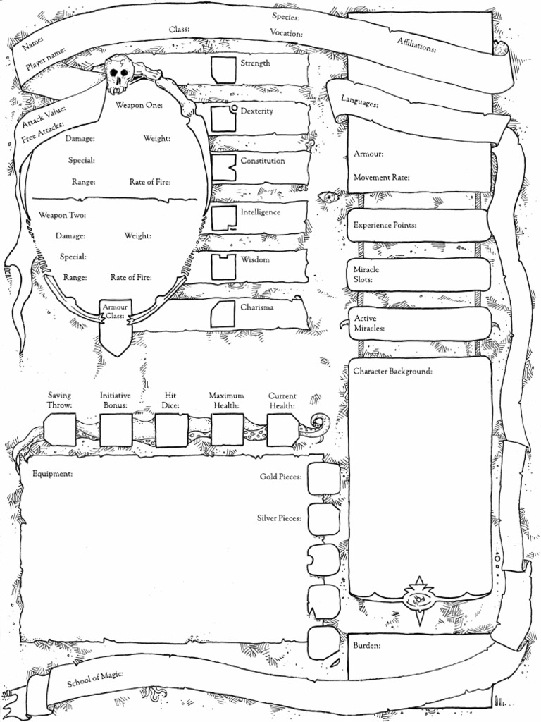 Whitehack Character Sheet Wise | PDF