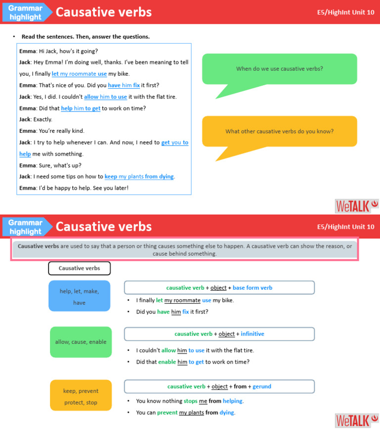 E5 - HighInt U10 Causative Verbs - GrammarHighlight PDF | PDF
