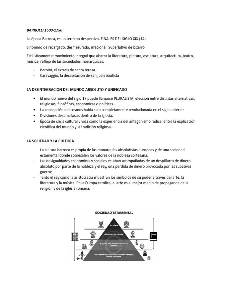 Resumen del Barroco (1600-1750) | PDF | Barroco | Contrarreforma