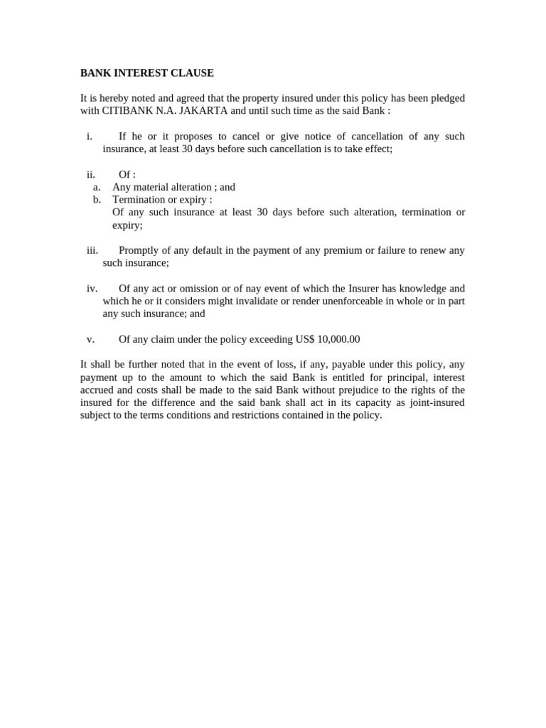 Bank Interest Clause | PDF
