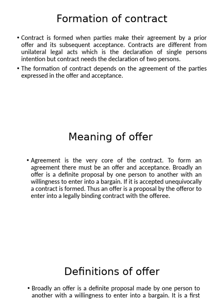 Understanding Contract Formation and Offers | PDF | Offer And ...