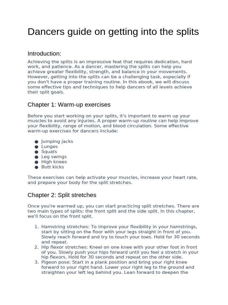 Mastering Front and Side Splits | PDF | Flexibility (Anatomy ...