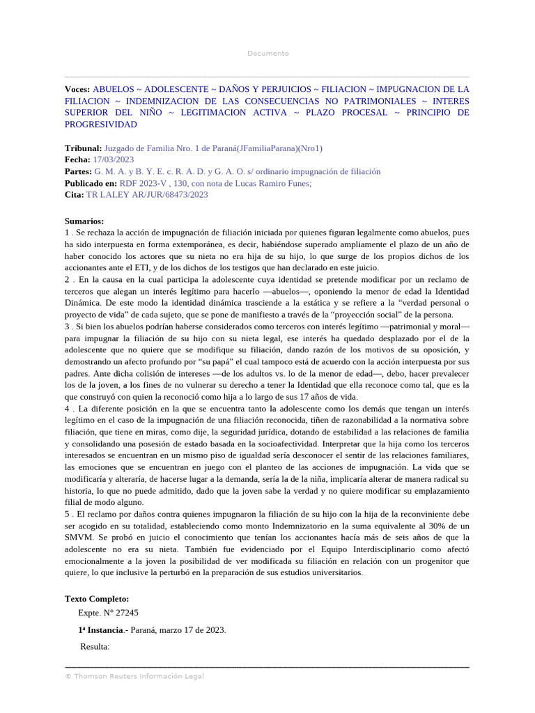 Filiacion - Impugnacion - Socioafectividad | PDF | Ley procesal | Justicia