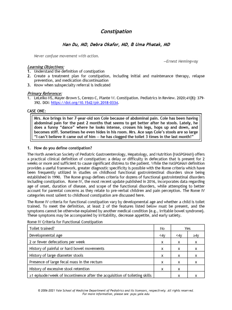 Constipation 2021 FinalA | PDF | Constipation | Clinical Medicine