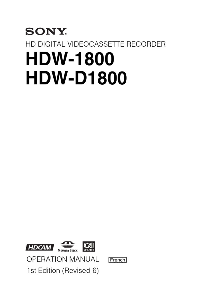 Manuel d'utilisation HDW-1800 | PDF | Télévision à ultra-haute ...