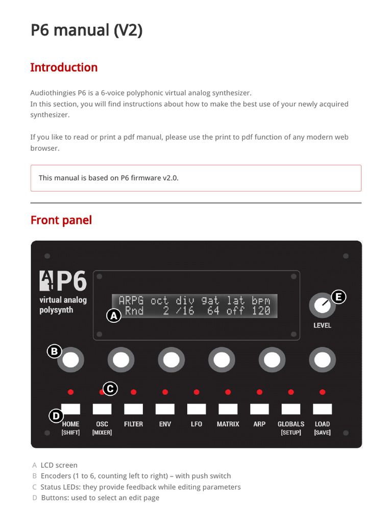 p6 Manual 2.0 | PDF | Sound Technology | Electronics
