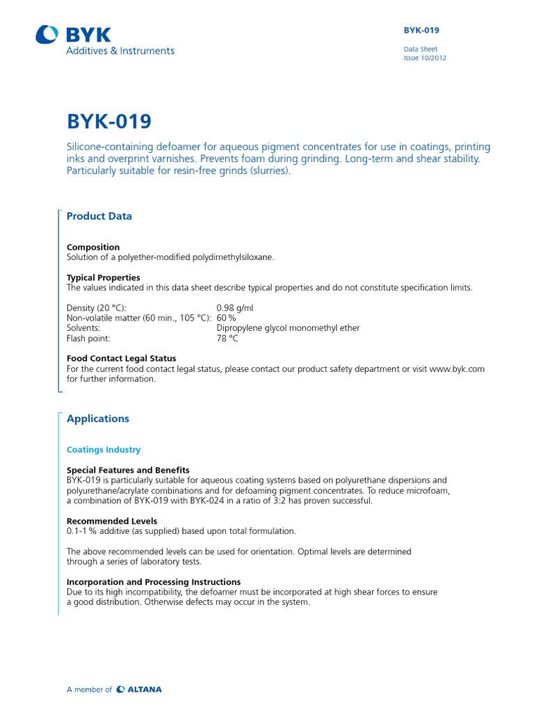 BYK 019 | PDF | Polyurethane | Varnish