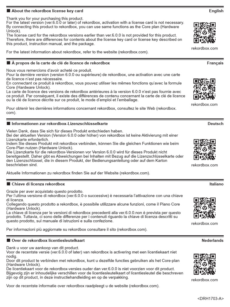 DDJ-400 Addendum License Card EN FR DE IT NL ES PT RU JA ZH HANS | PDF