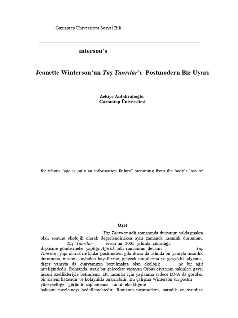 Analyzing Winterson's The Stone Gods | PDF | Social Science