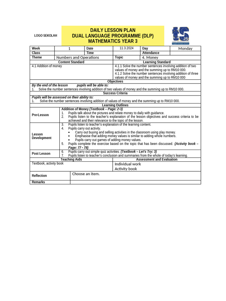 4. Money | PDF | Teachers | Lesson Plan