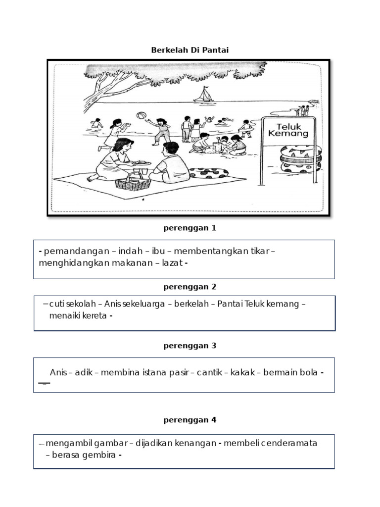 Berkelah Di Pantai Karangan Berpandu Tahun 3 | PDF