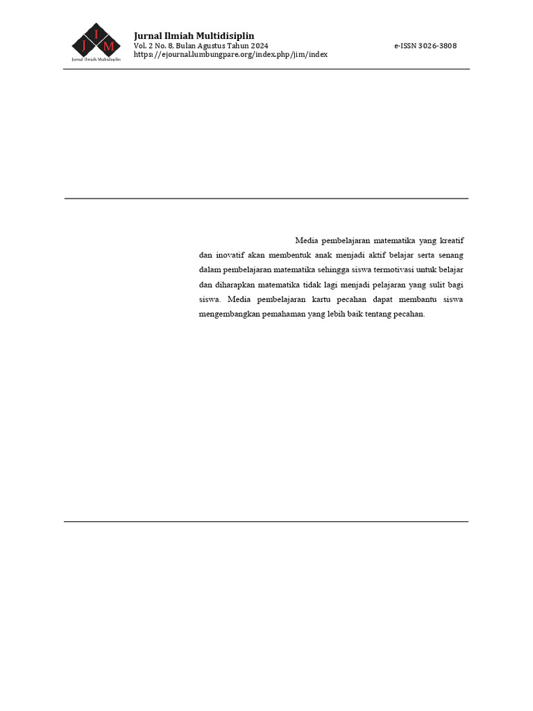 Penggunaan Media Kartu Pecahan Untuk Meningkatkan Pemahaman Konsep Matematika Siswa Sekolah ...