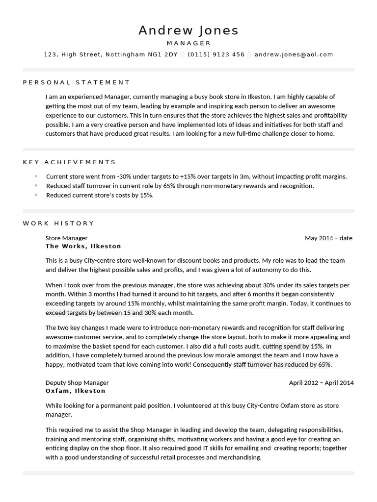 Sample CV 4 | PDF | Economies | Business