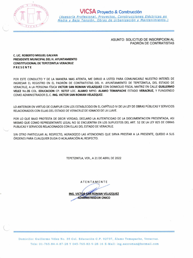 Curriculum Empresa Ing. Victor San Roman v. | PDF