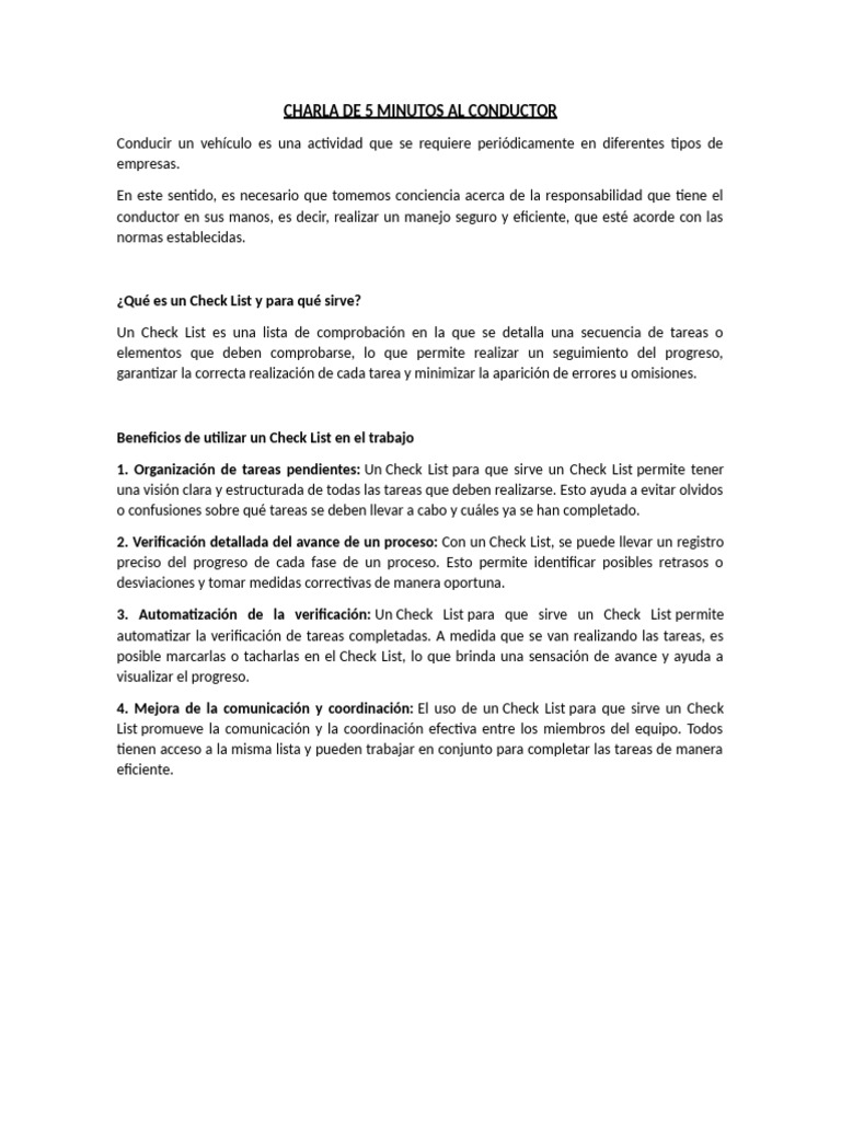 Que Es Un Check List | PDF | Negocios