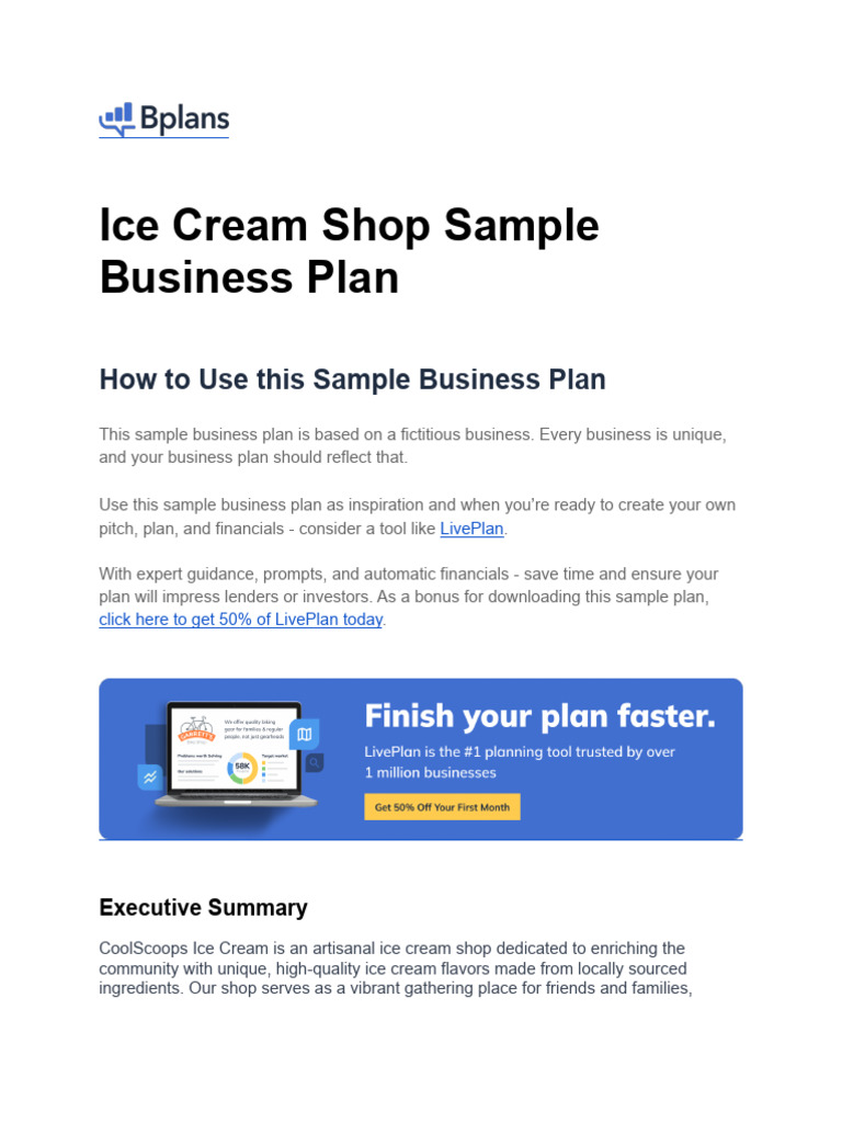 Ice Cream Shop Business Plan Sample | PDF | Marketing | Brand