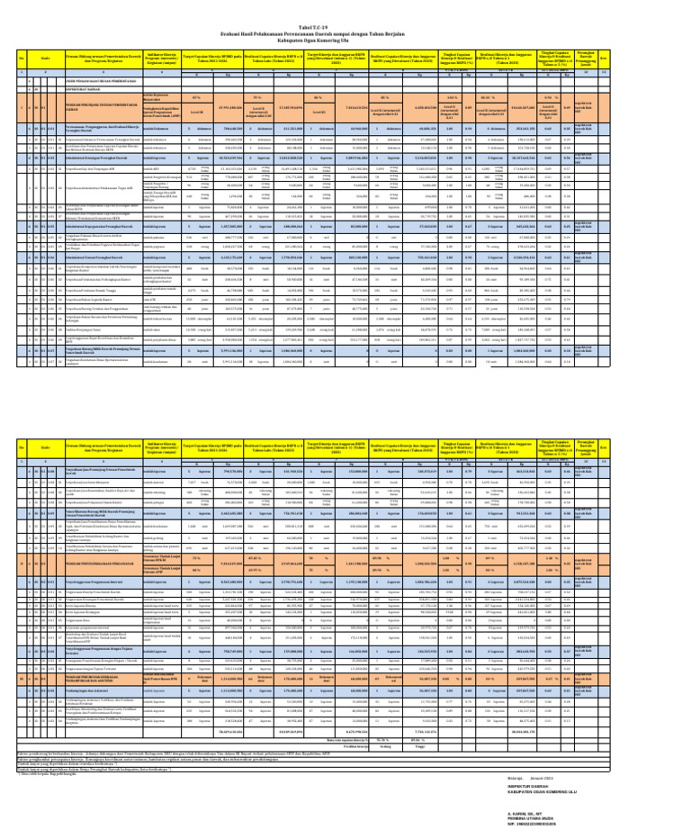 INSPEKTORAT Tabel T-C.19 TW IV Tahun 2023 Inspektorat Daerah Kab. OKU | PDF