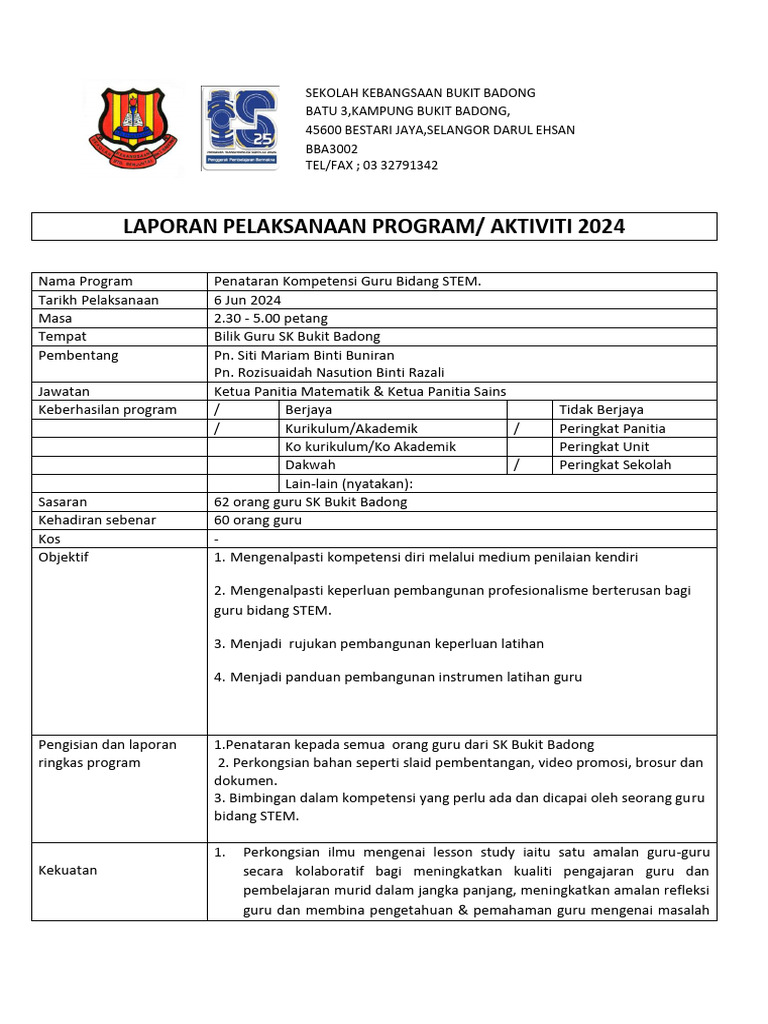 Penataran Stem 2024 SK BKT Badong | PDF