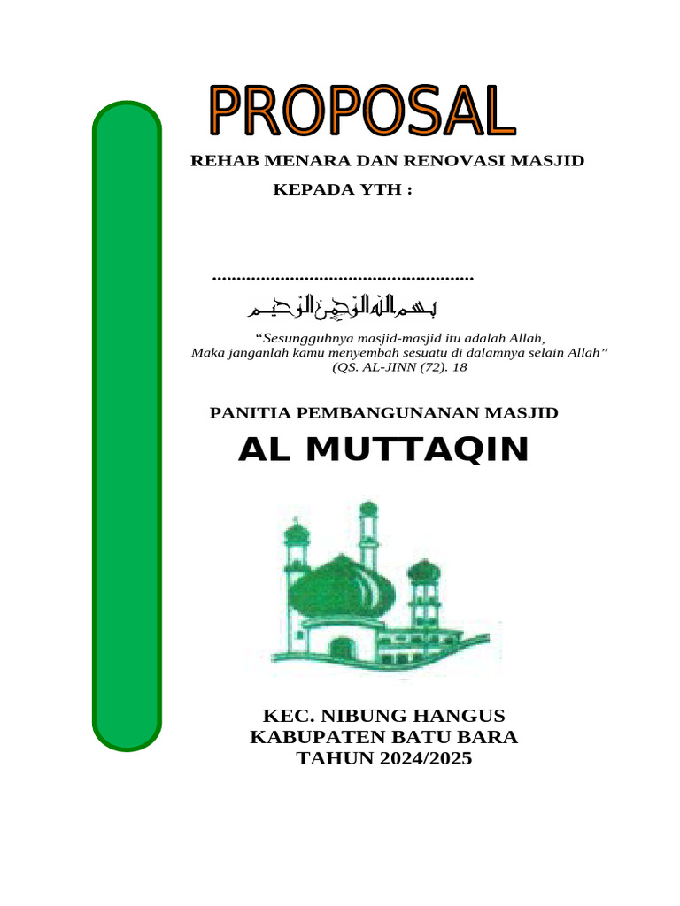 Proposal Rehab Masjid Al Muttaqin 2024 | PDF
