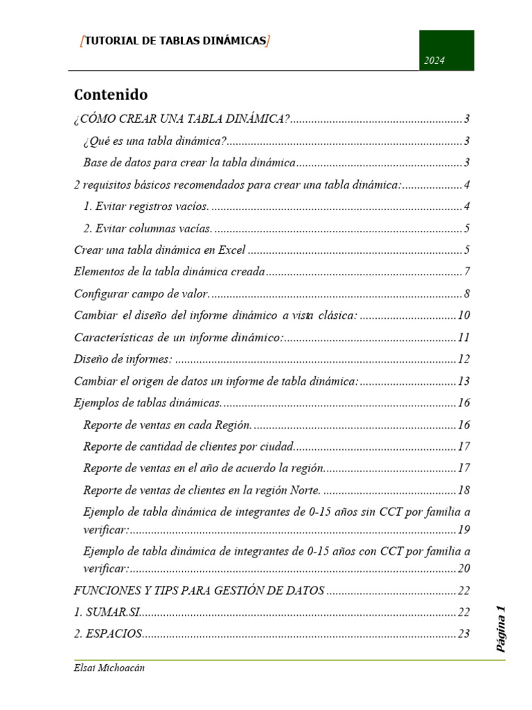 Tutorial Tablas Dinamicas y Gestión de Datos 2024 | PDF | Hoja de cálculo | Bases de datos