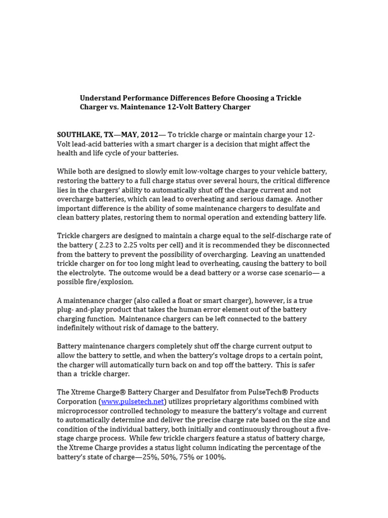 Trickle-vs-Maintenance-Chargers | PDF | Battery Charger | Electronics