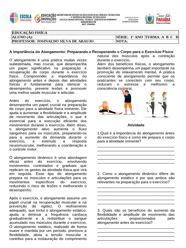 Importância do Alongamento no Exercício | PDF | Flexibilidade (anatomia ...
