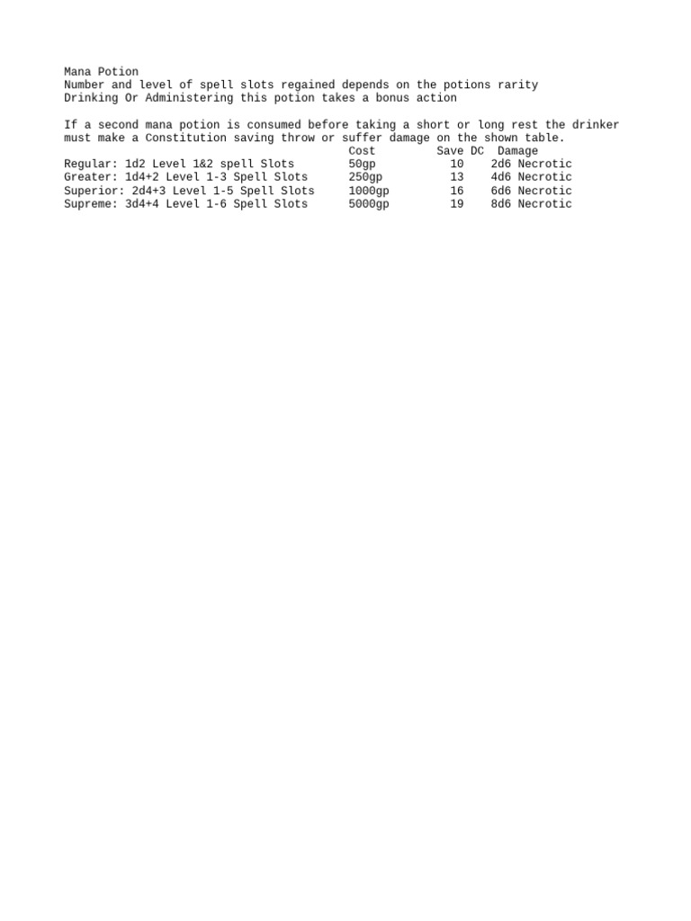 Mana Potion | PDF