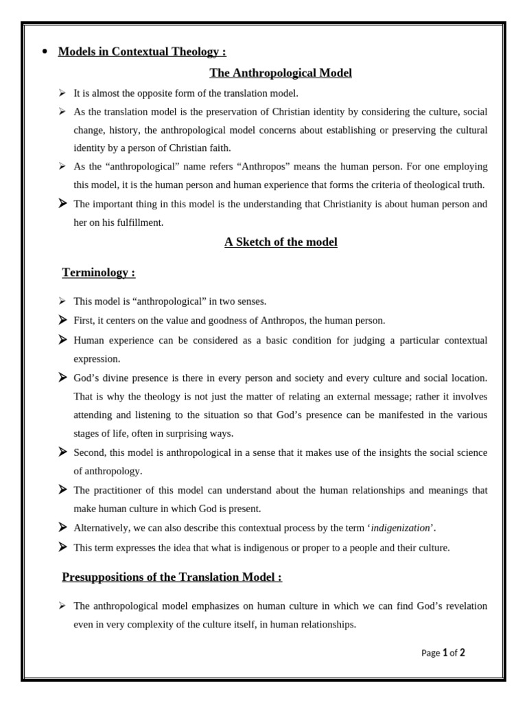 The Anthropological Model | PDF | God | Anthropology