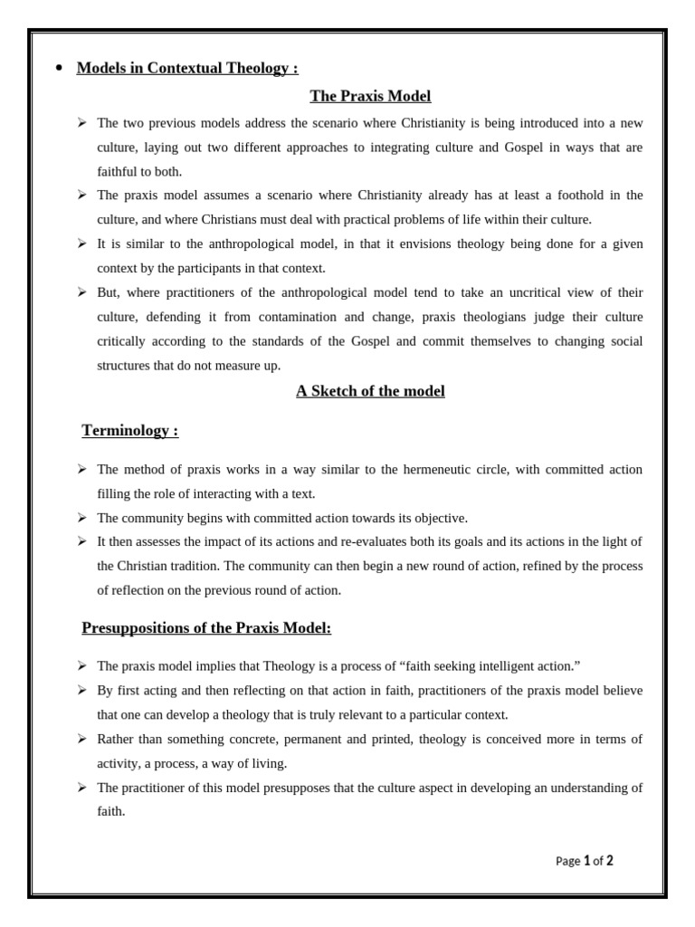The Praxis Model | PDF | Theology | Faith