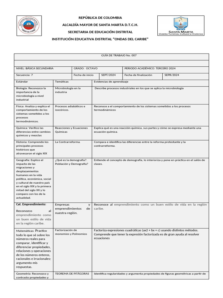 Guia Sec 7.grado 8.2023 | PDF | Factorización | Triángulo