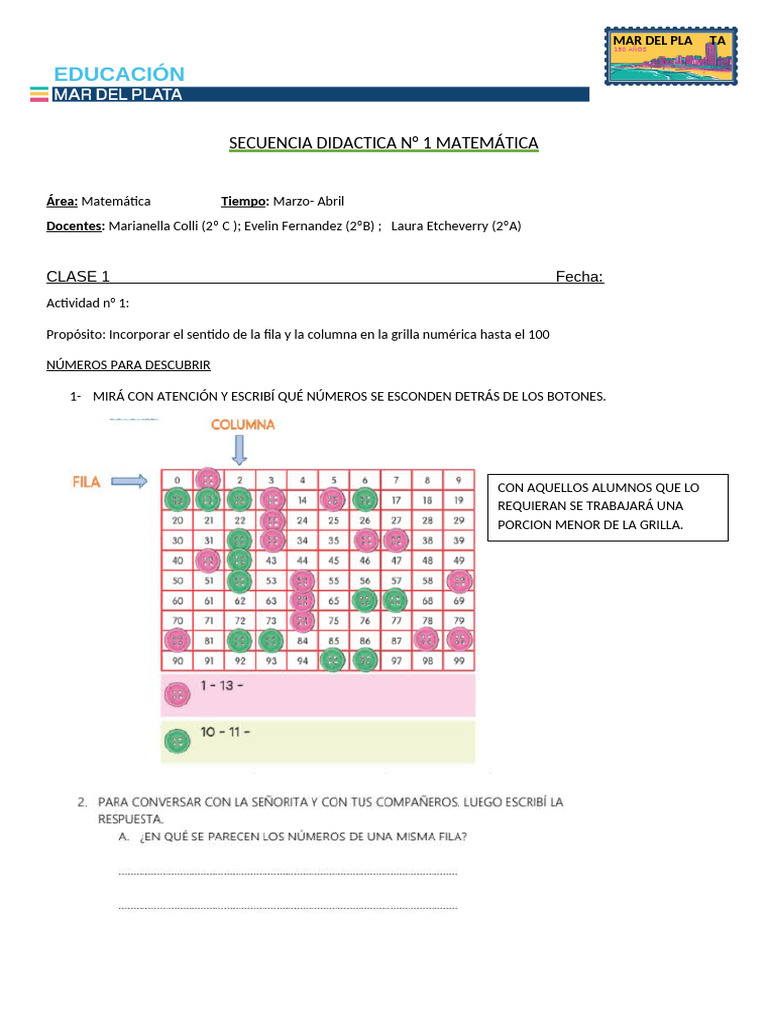Secuencia Didactica N 1 2024 Ma | PDF