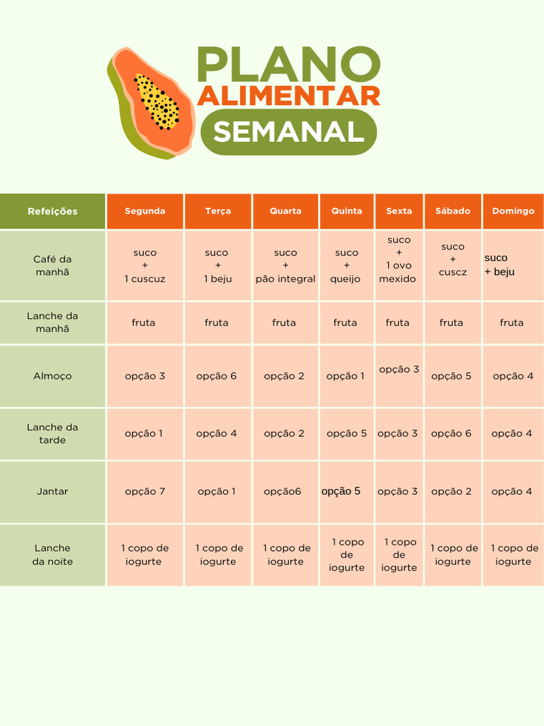 Plano Semanal de Refeições Balanceadas | PDF