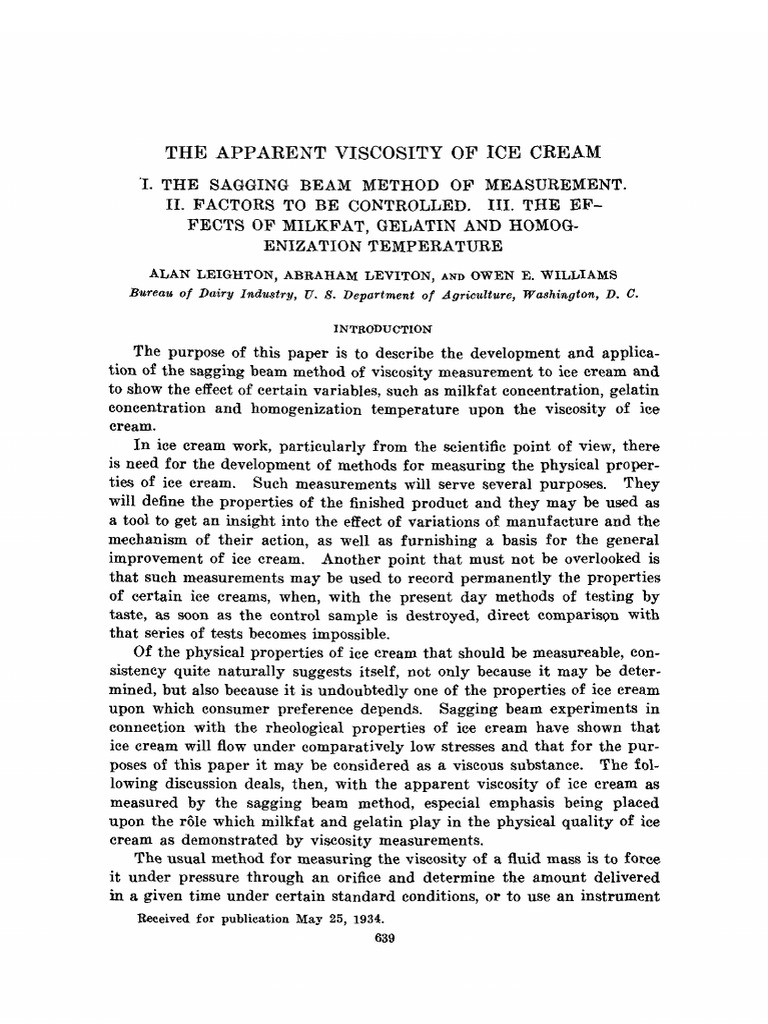 Ice Cream Viscosity Measurement Methods | PDF | Viscosity | Gelatin