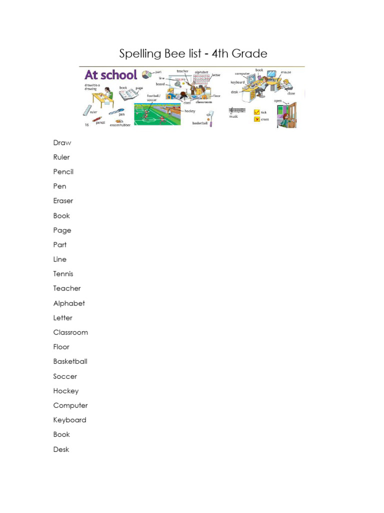 Spelling Bee List 4th Grade | PDF