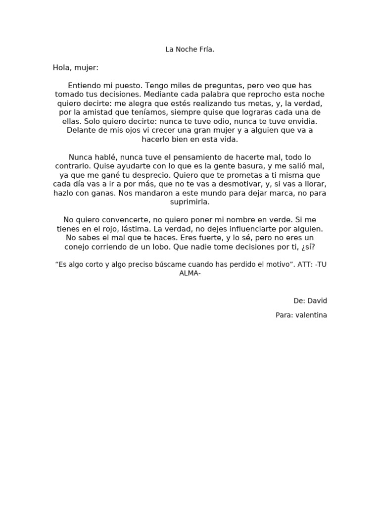 La Noche Fría VC | PDF | Relaciones personales, crianza y desarrollo ...