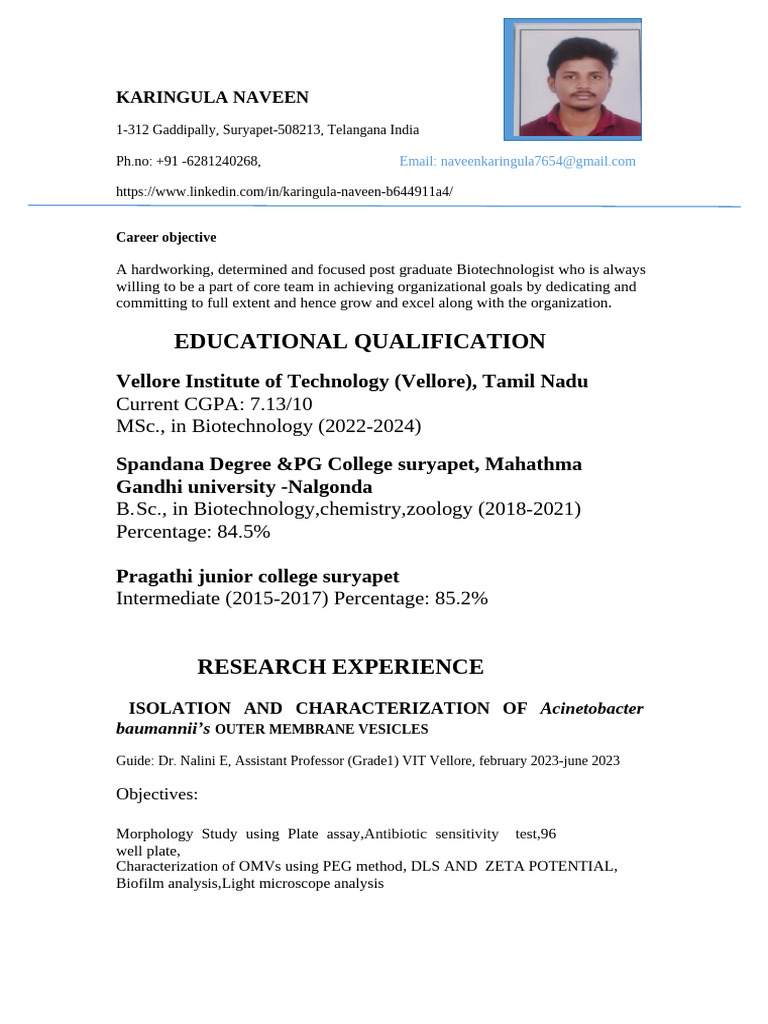 Karingula Naveen. CV | PDF | High Performance Liquid Chromatography | Chromatography