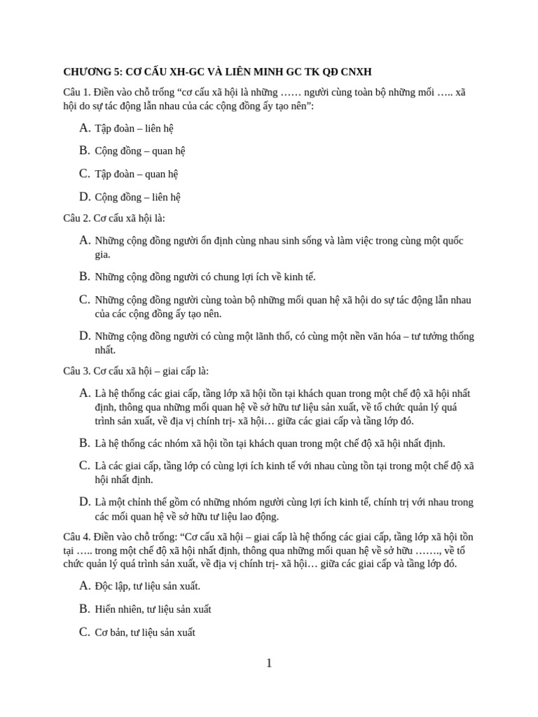 CNXH Chương 5 | PDF