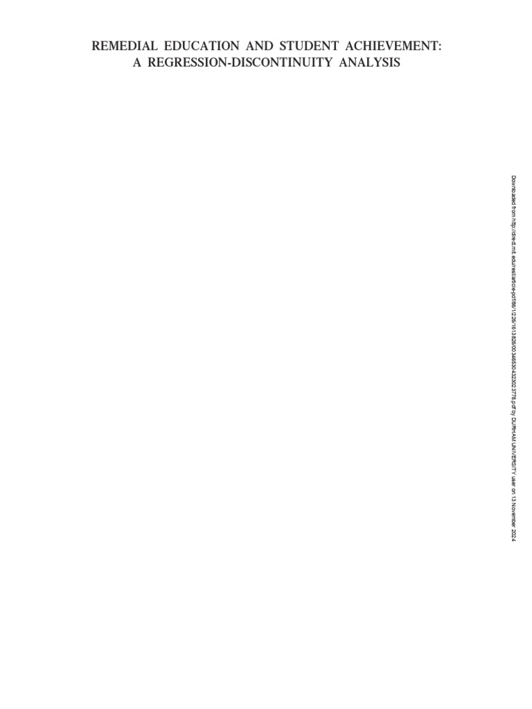 Remedial Education and Student Achievement: A Regression-Discontinuity ...