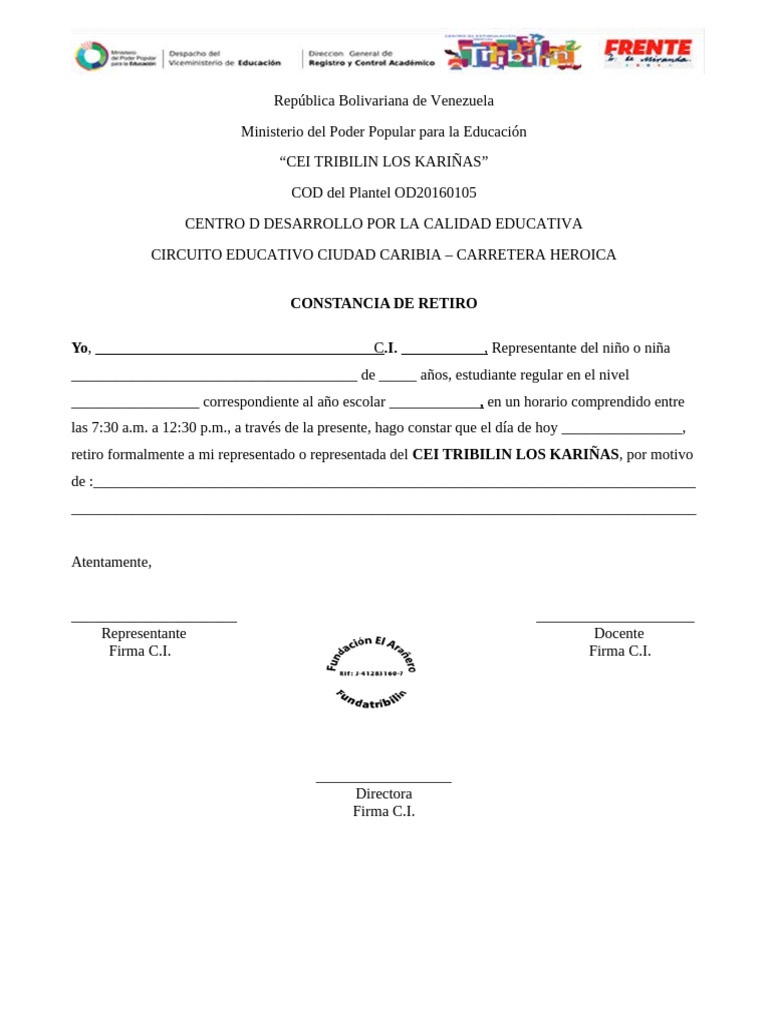 CONSTANCIA DE RETIRO Triblin | PDF