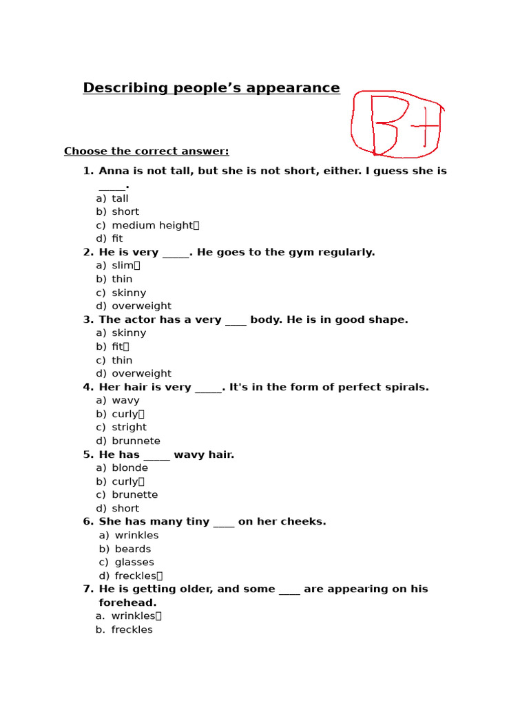 Describing Peoples Appearance | PDF