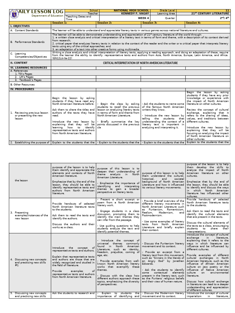 North American Literature Analysis Guide | PDF | Learning | Cognition