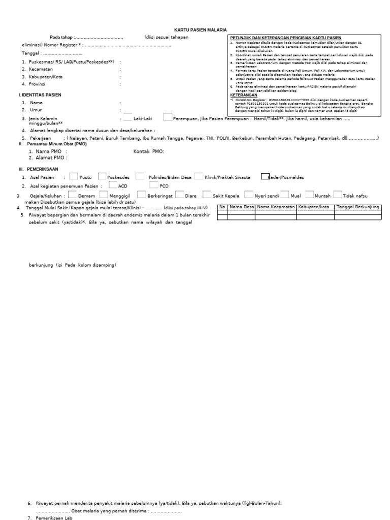 Panduan Pengisian Kartu Pasien | PDF