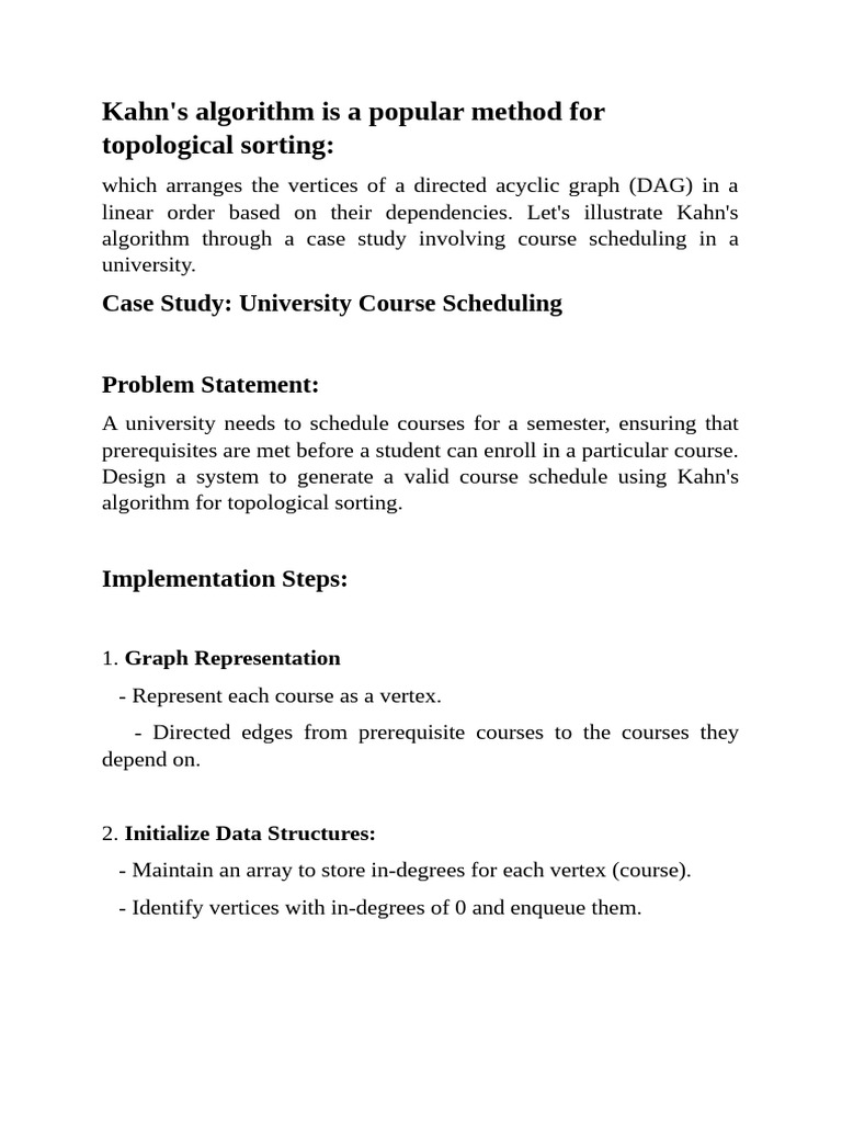 Kahn's Algorithm for Course Scheduling | PDF | Science & Mathematics