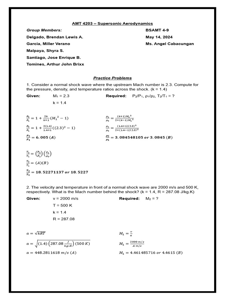 Amt 4203 Finals - Module 5 Practice Problem 1 | PDF | Mach Number ...
