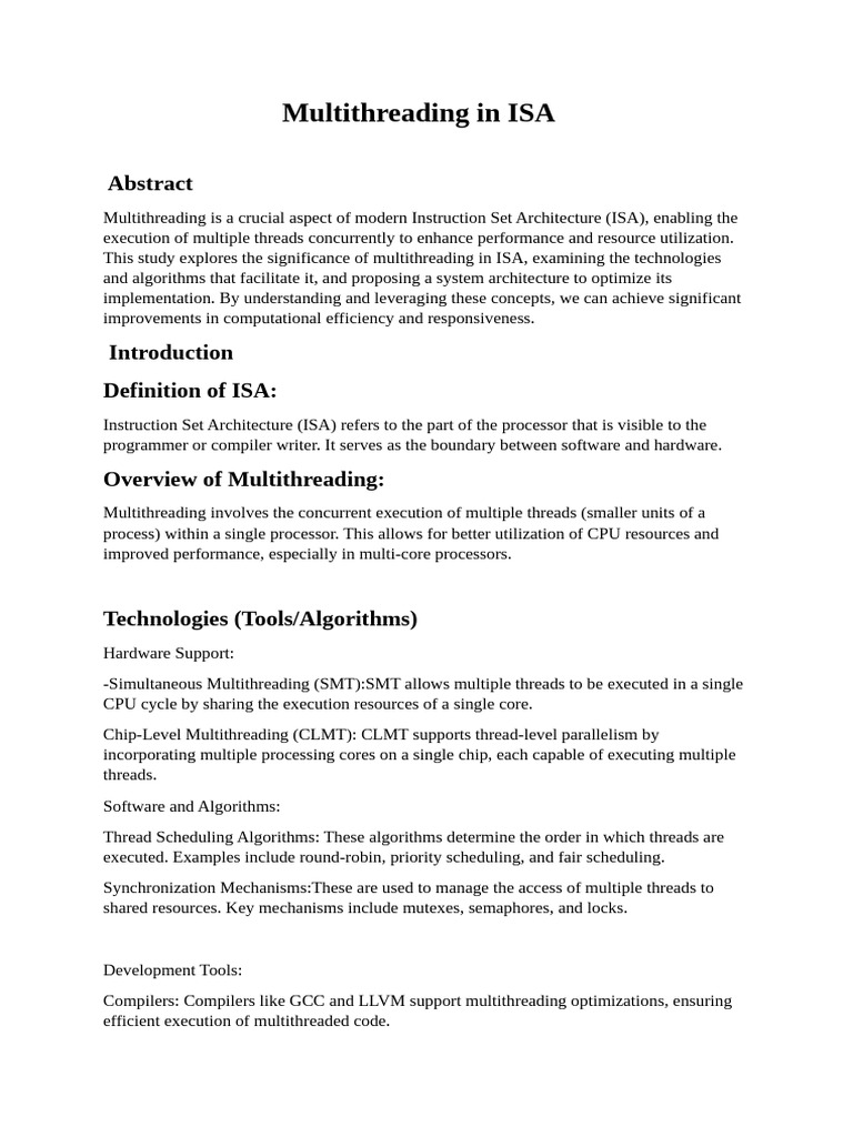 Multithreading in ISA | PDF | Thread (Computing) | Central Processing Unit
