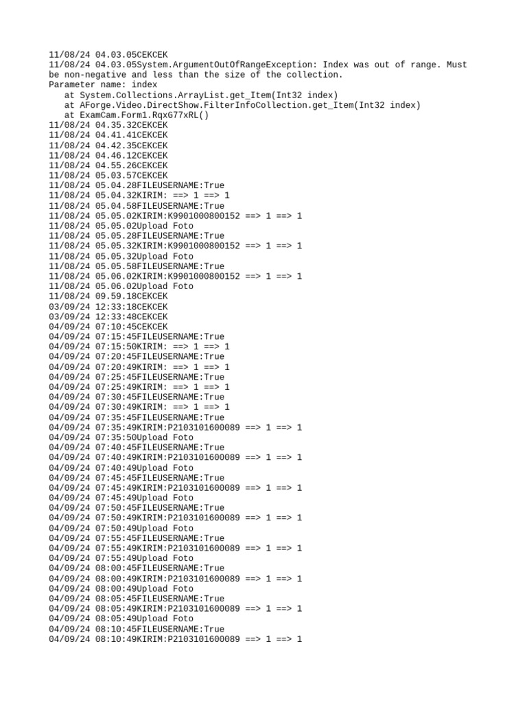 System.ArgumentOutOfRangeException Log | PDF