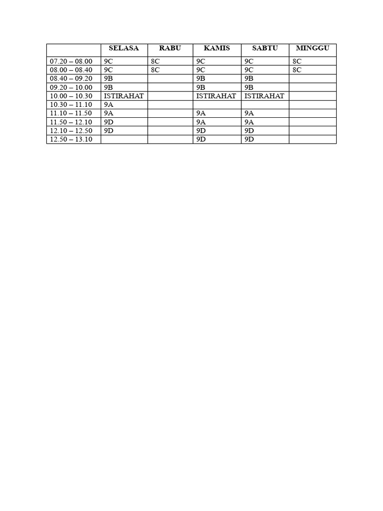 Jadwal Bu Aisyah | PDF