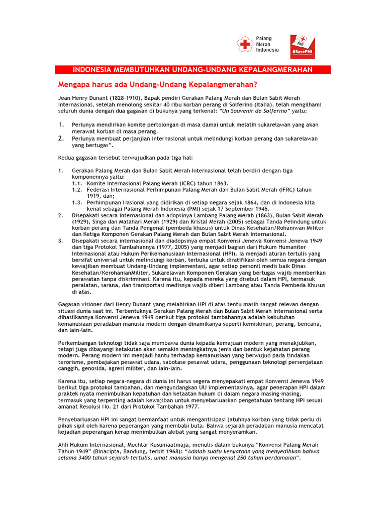 Materi Indonesia Butuh UU Kepalangmerahan Handbook | PDF